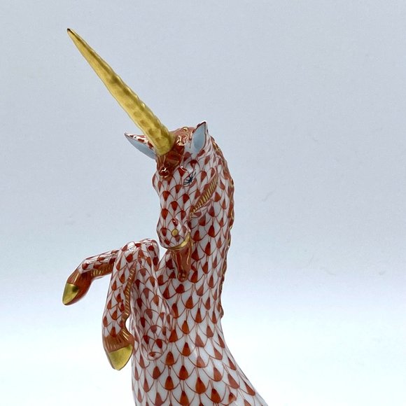 Herend | Art | Herend Porcelain Rust Fishnet Standing Unicorn 5 Mc637 ...